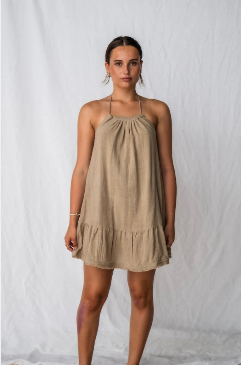 Maya Mini Dress Taupe – LoliandLoor