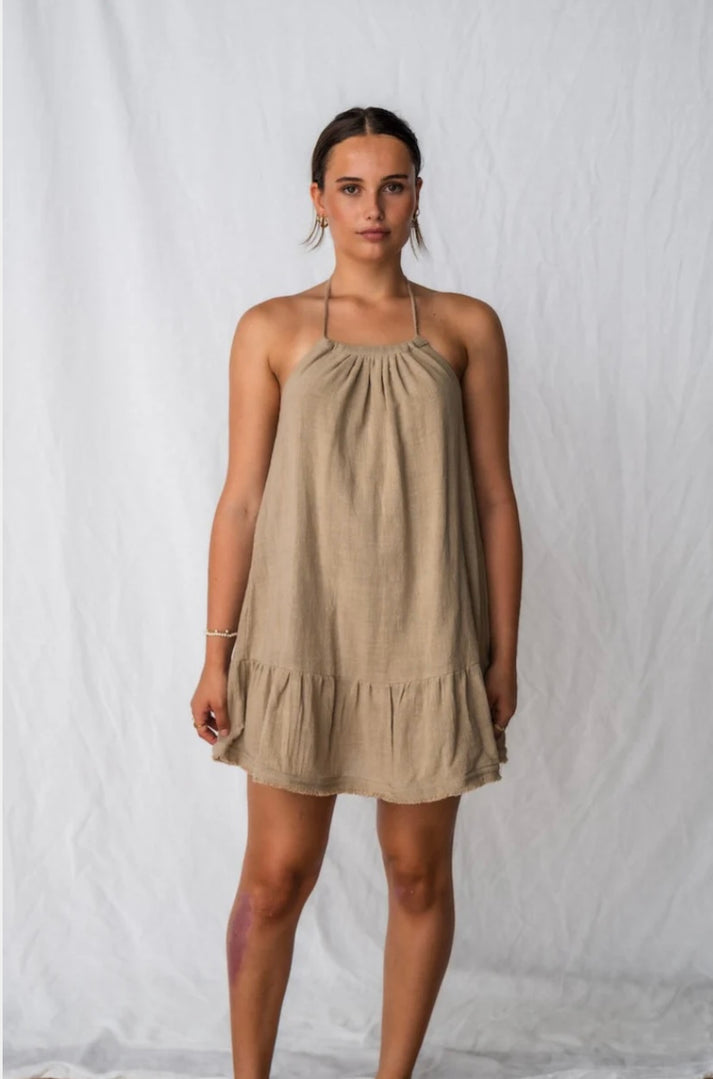 Maya Mini Dress Taupe – LoliandLoor